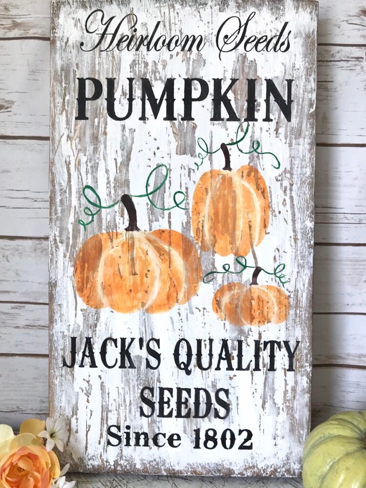 Fall Wood Sign Decor | Pumpkin Fall Decor | Heirloom Pumpkin Seeds Sign ...