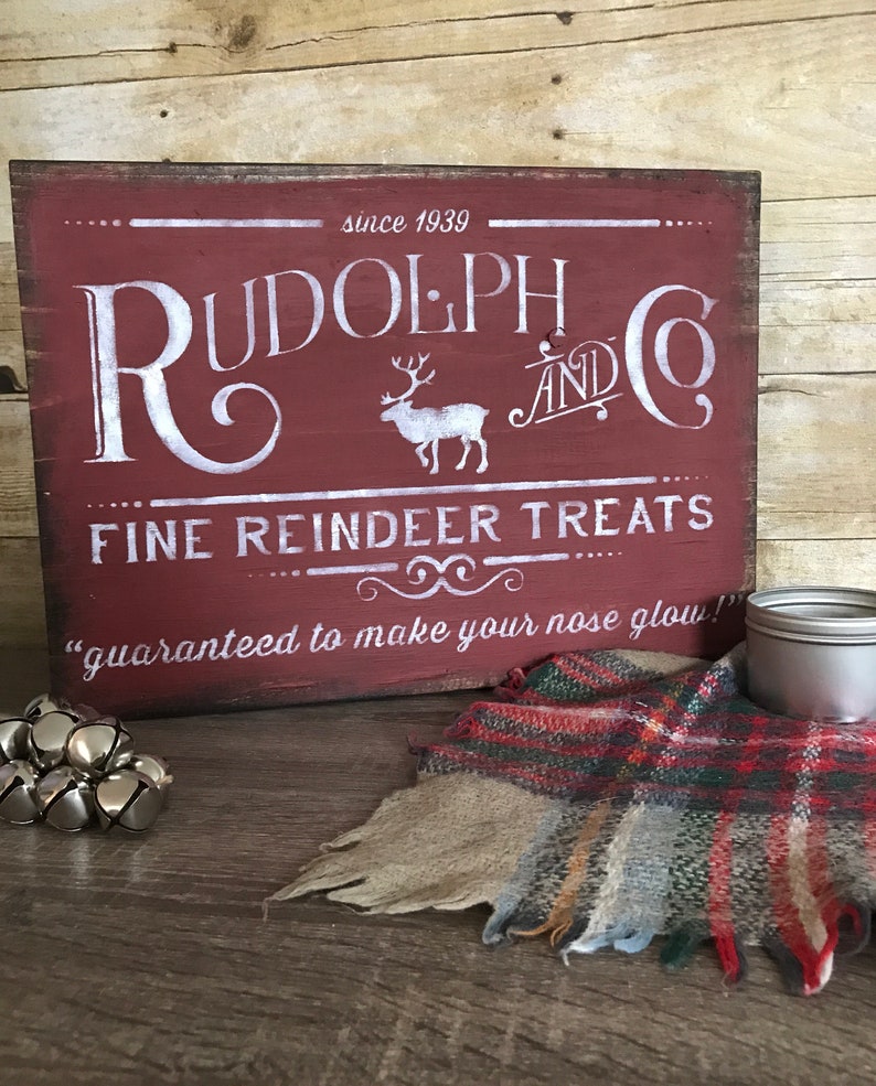 Rustic Christmas Sign Decoration Rudolph & Co Reindeer - Etsy