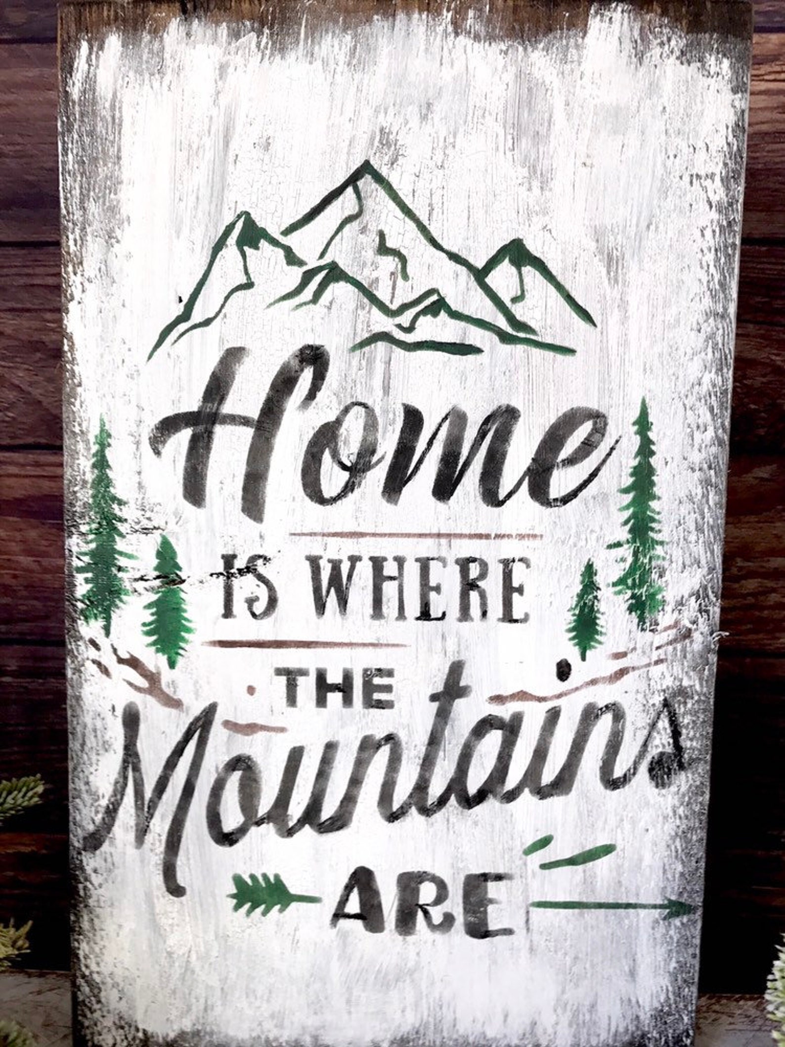 Rustic Hiking Wooden Sign / Home is Where the Mountains Are / - Etsy
