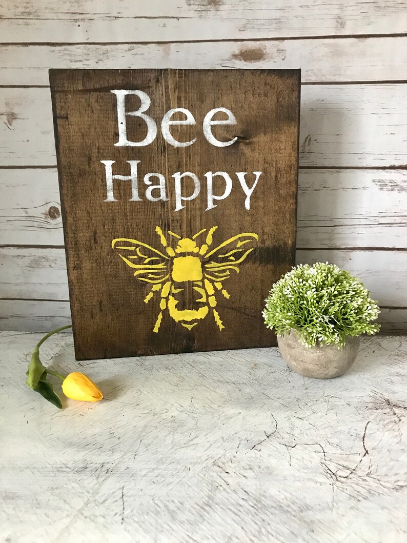 Bee Sign Decor / Nursery Sign / Bee Happy Wooden Sign / Summer - Etsy