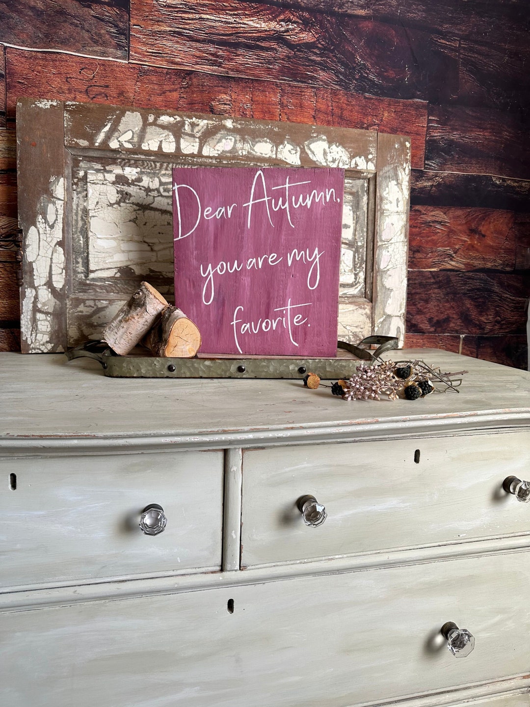 Autumn Sign Decor / Rustic Fall Wood Sign / Purple Fall Decor ...
