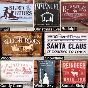 Rustic Winter Sign Decor / Vintage Christmas Sign / Sled Rides Sign ...