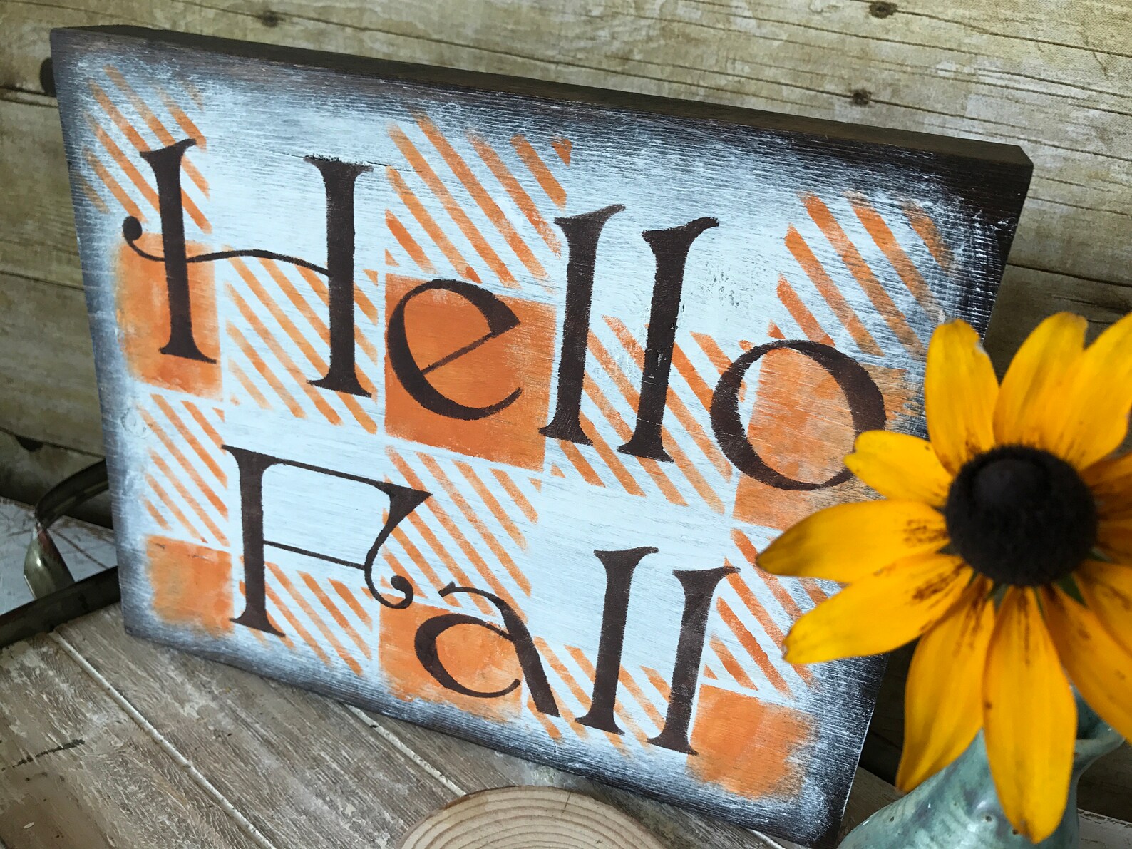 Hello Fall Sign / Fall Decorations / Buffalo Plaid Check / Harvest ...