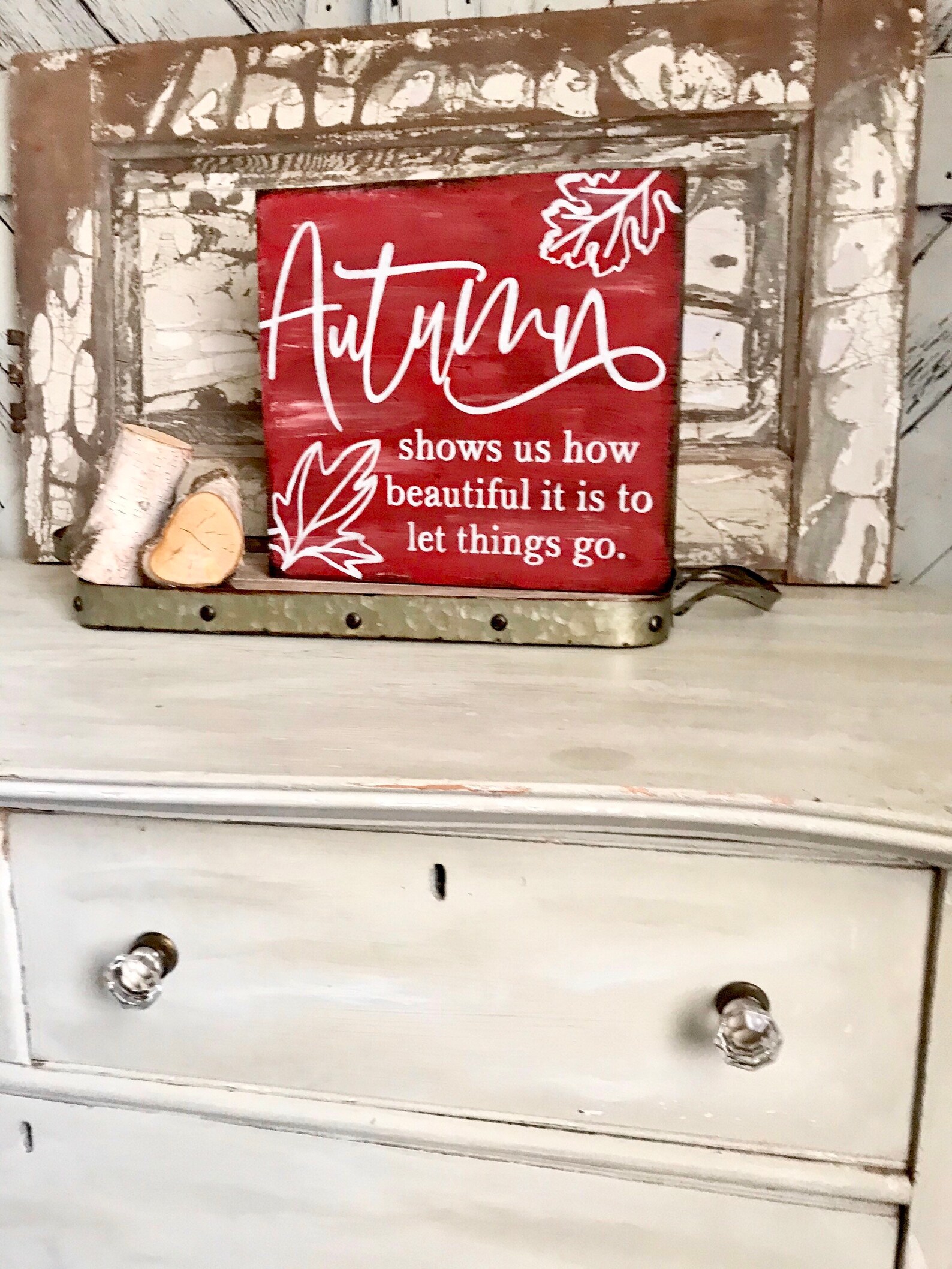 Autumn Quote Sign / Autumn Decor / Fall Leaves / Rustic Wooden Sign - Etsy