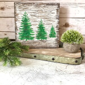 Pine Tree Sign Decoration | Chippy Pine Trees | Winter Decoration ...