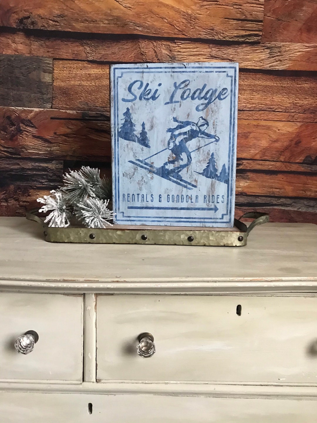 Ski Sign / Winter Decor / Ski Lodge Sign / Ski Rental Sign / Vintage ...