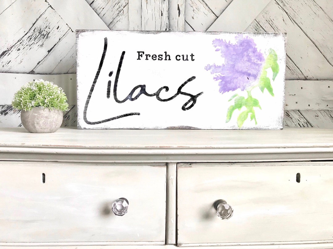 Spring Decor / Lilac Flower Sign / Fresh Cut Flower Sign / Antique ...