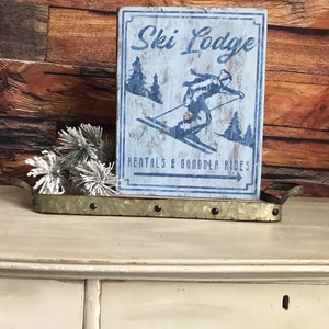 Ski Sign / Winter Decor / Ski Lodge Sign / Ski Rental Sign / Vintage ...