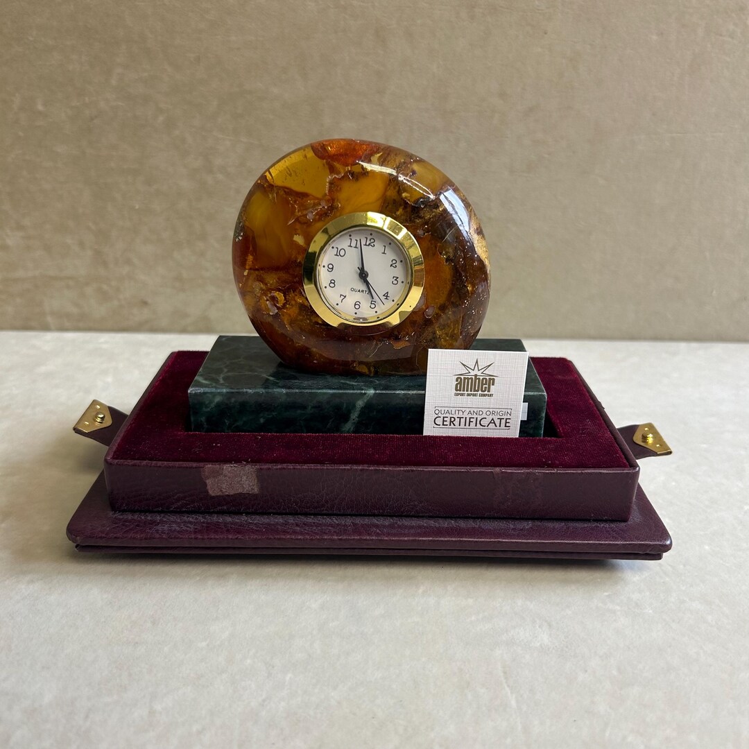 Handcrafted Baltic Amber Table Clock: Vintage Desk Decor - Etsy