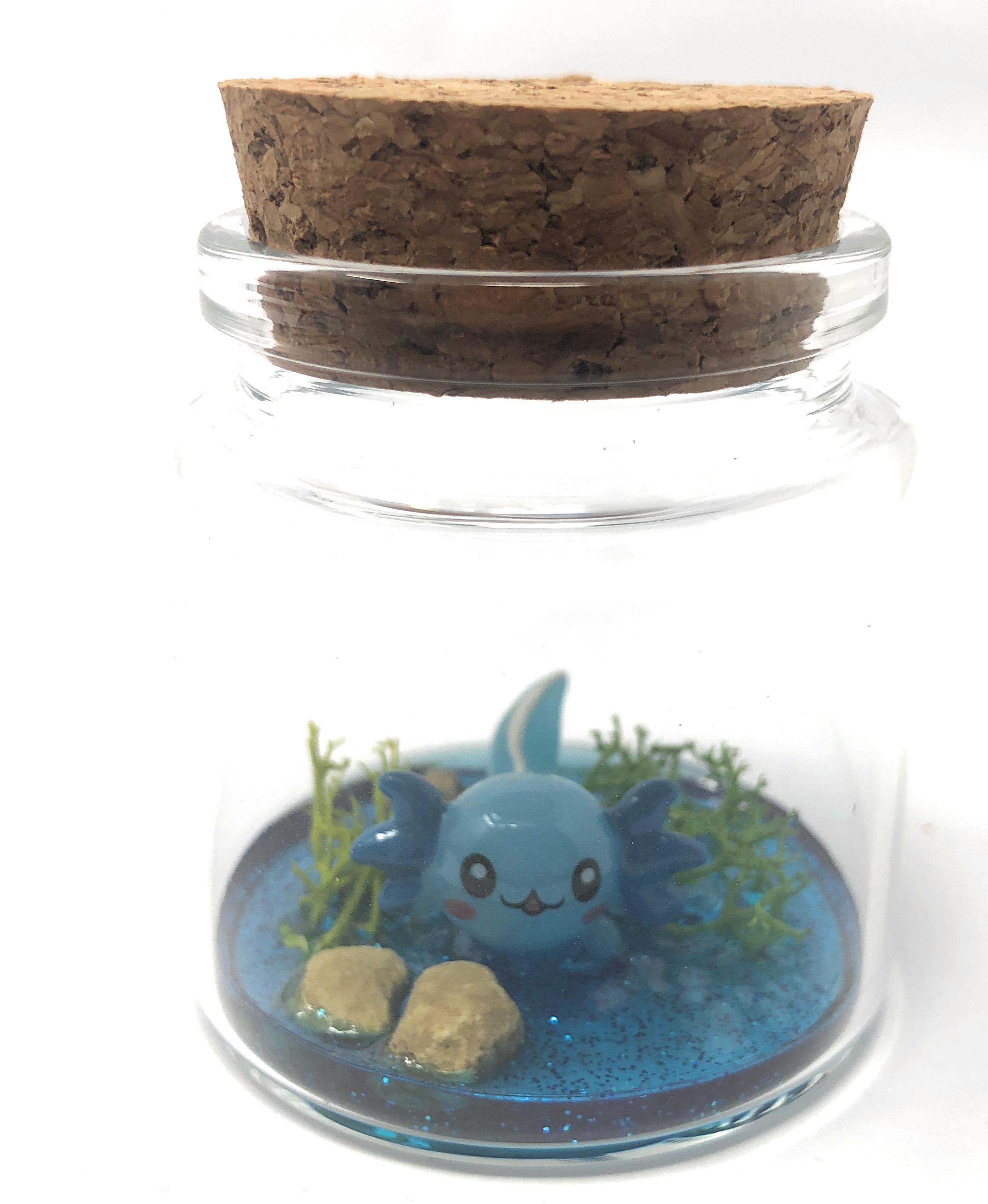 Mini Pet Axolotl Blue Terrarium With Adoption Certificate Family Friend ...