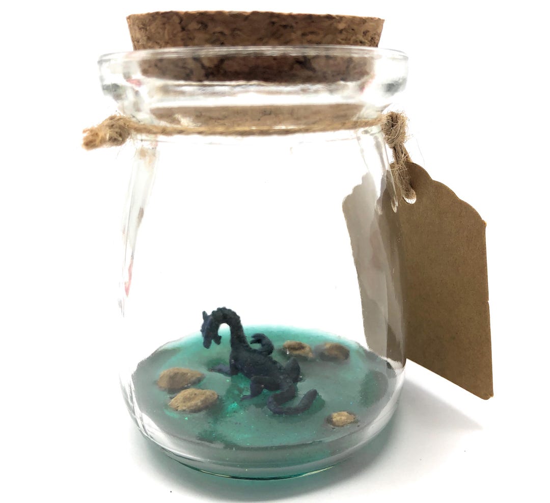 Mini Pet Lochness Monster Nessie in Glass Terrarium With Cork and Tag ...