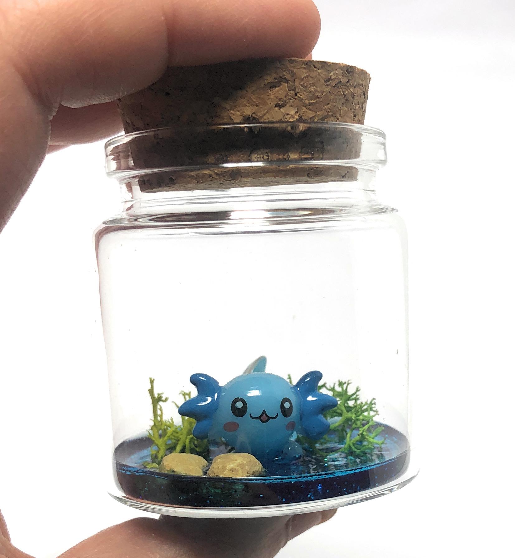 Mini Pet Axolotl Blue Terrarium With Adoption Certificate Family Friend ...