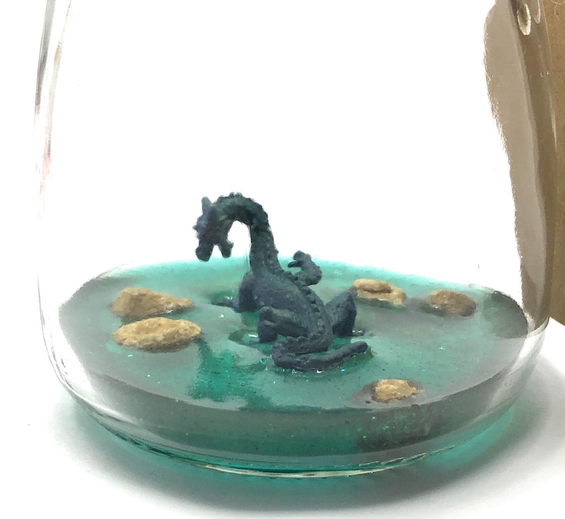 Mini Pet Lochness Monster Nessie in Glass Terrarium With Cork and Tag ...