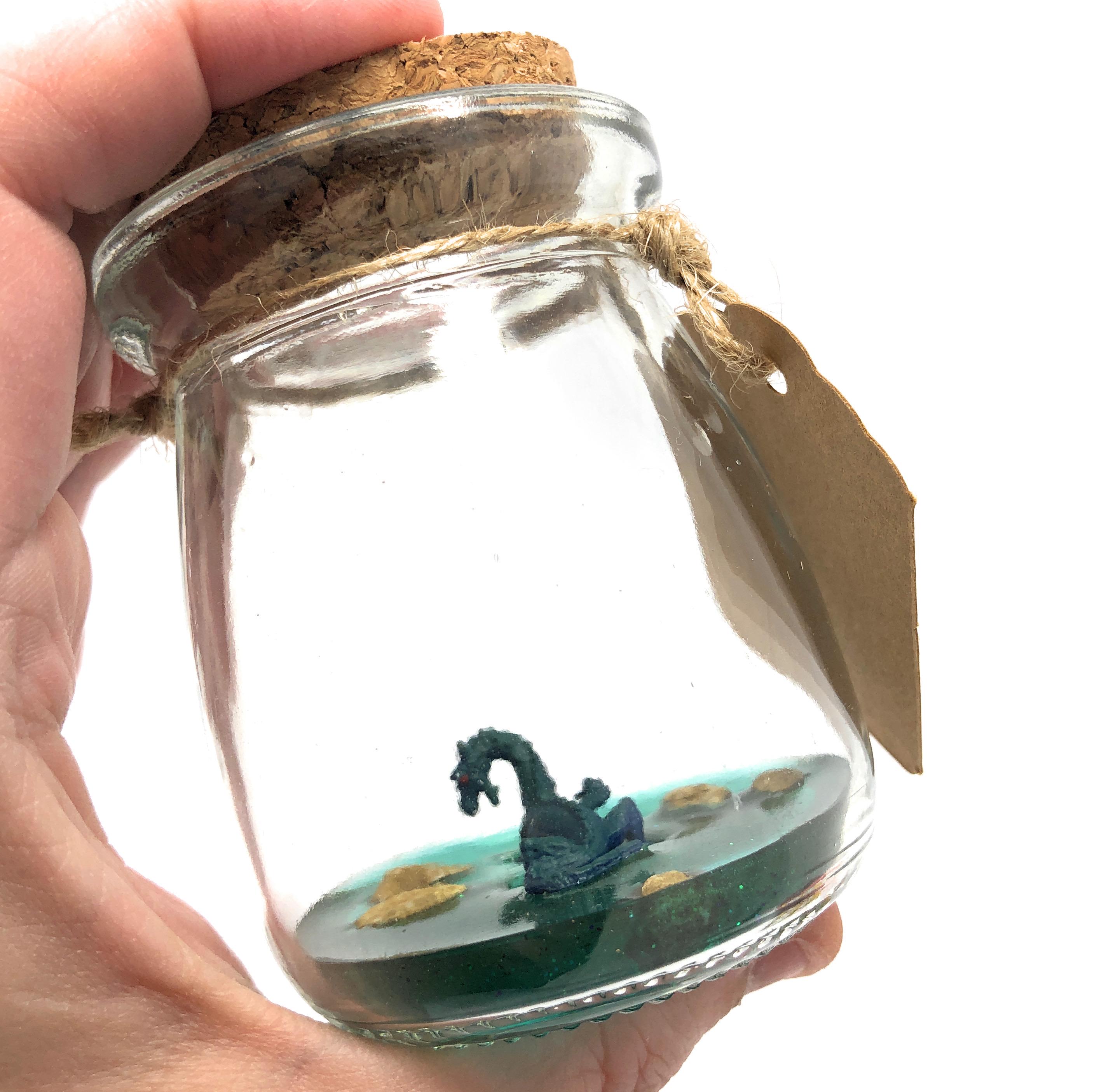 Mini Pet Lochness Monster Nessie in Glass Terrarium With Cork and Tag ...
