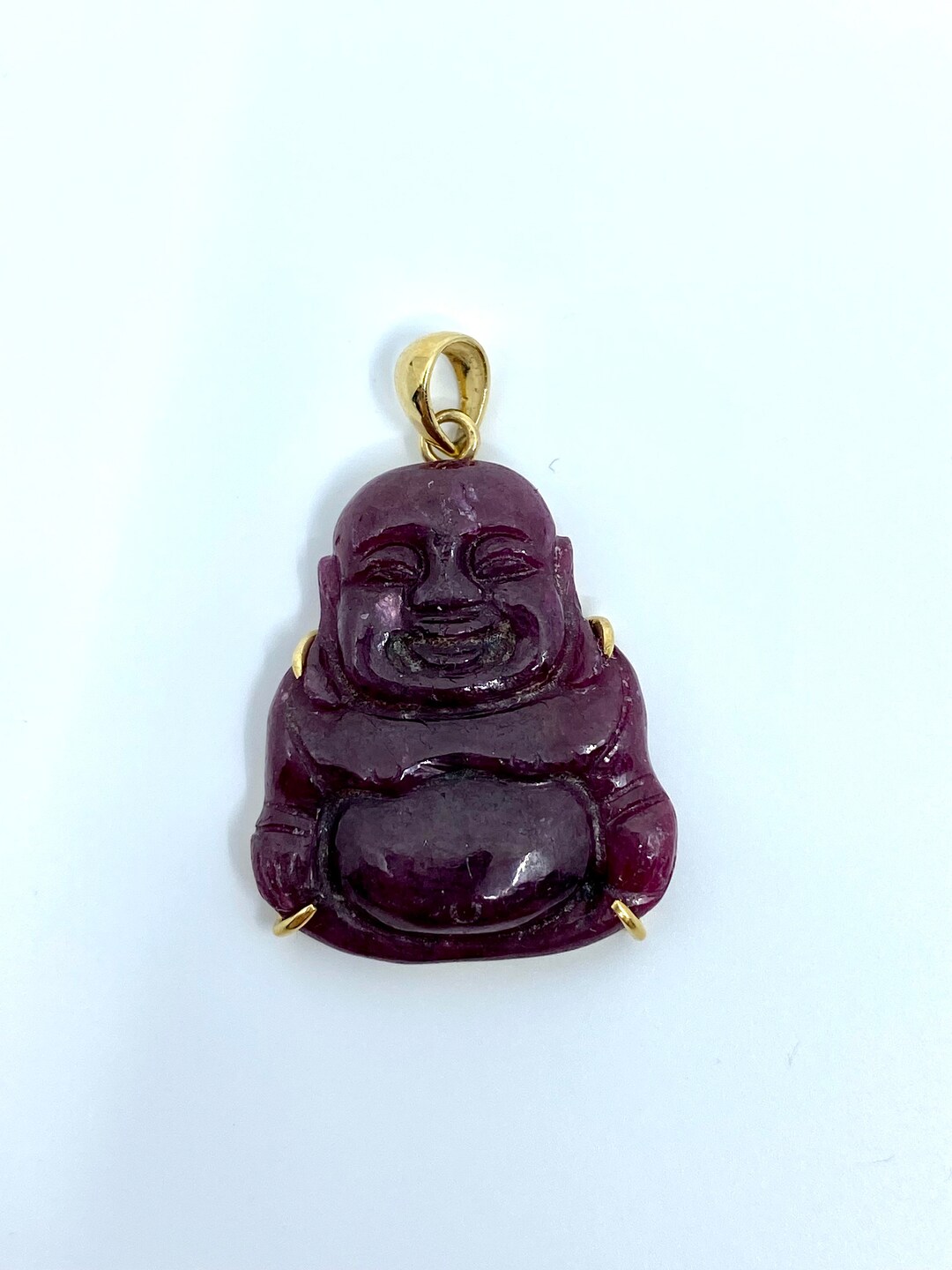 Ruby Smiling Buddha Pendant With 18K Gold Frame - Etsy