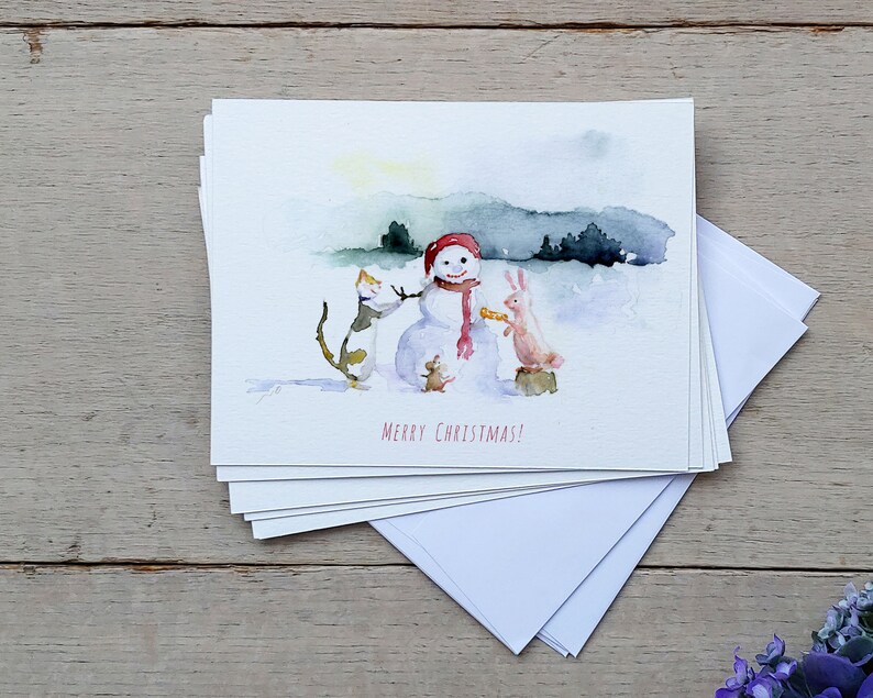 Watercolor Christmas Card Printable Greeting Card Illustrate - Etsy