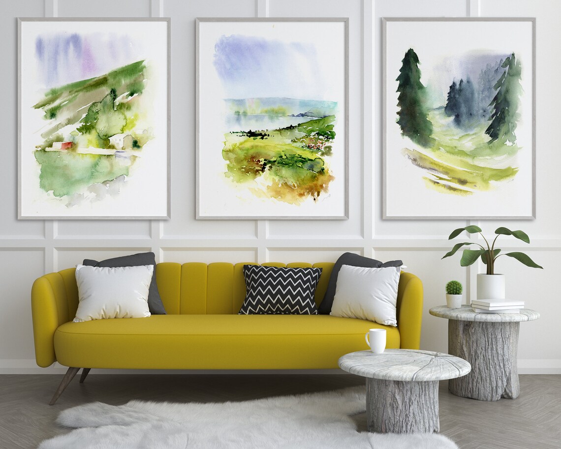 Large Wall Art Set Landscape Print Set Set of 3 Wall Art | Etsy