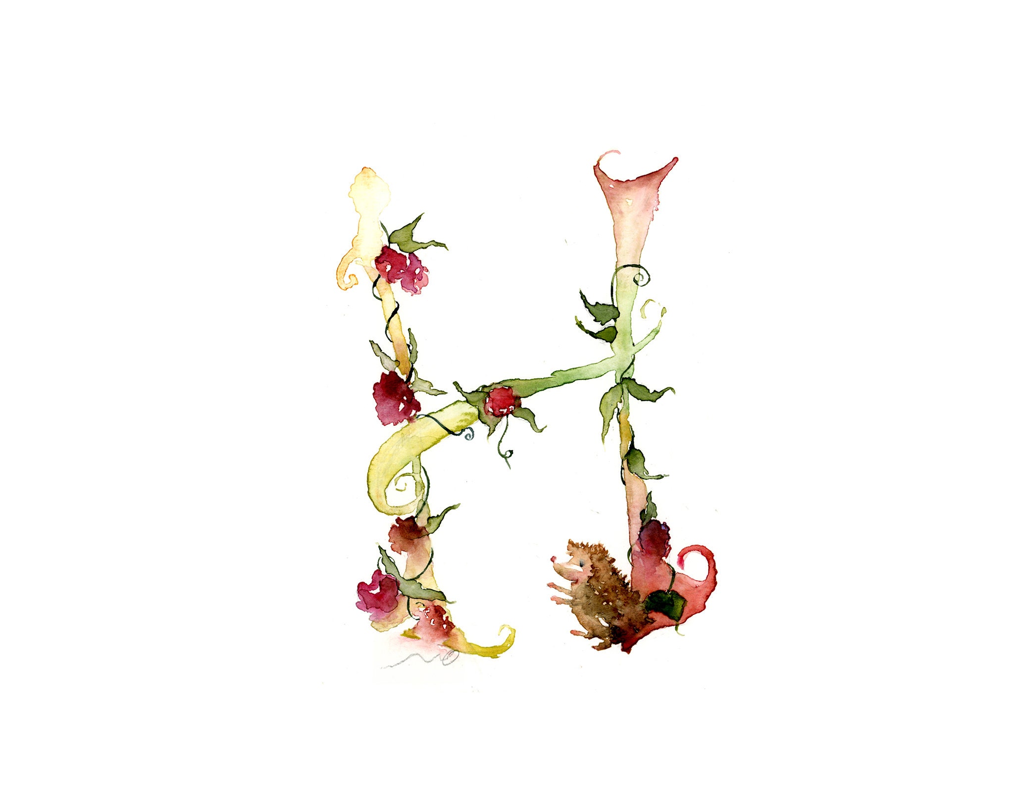 Letter Wall Art H Print Printable Initial Art - Etsy