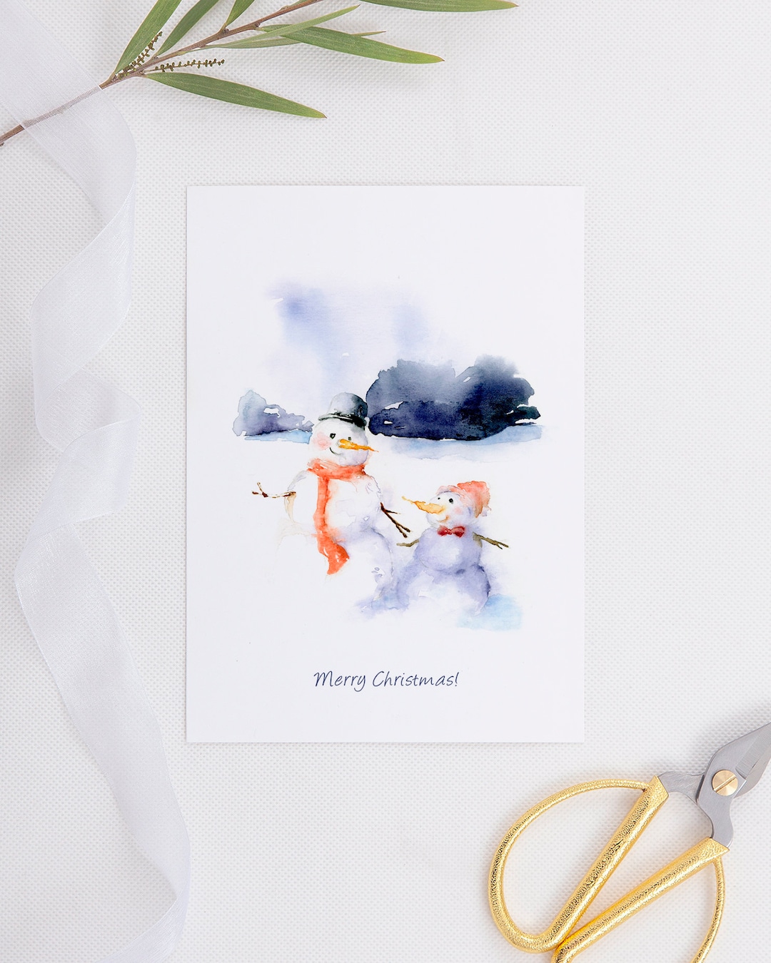 Printable Christmas Card, Snowman Card, Printable Holiday Card ...