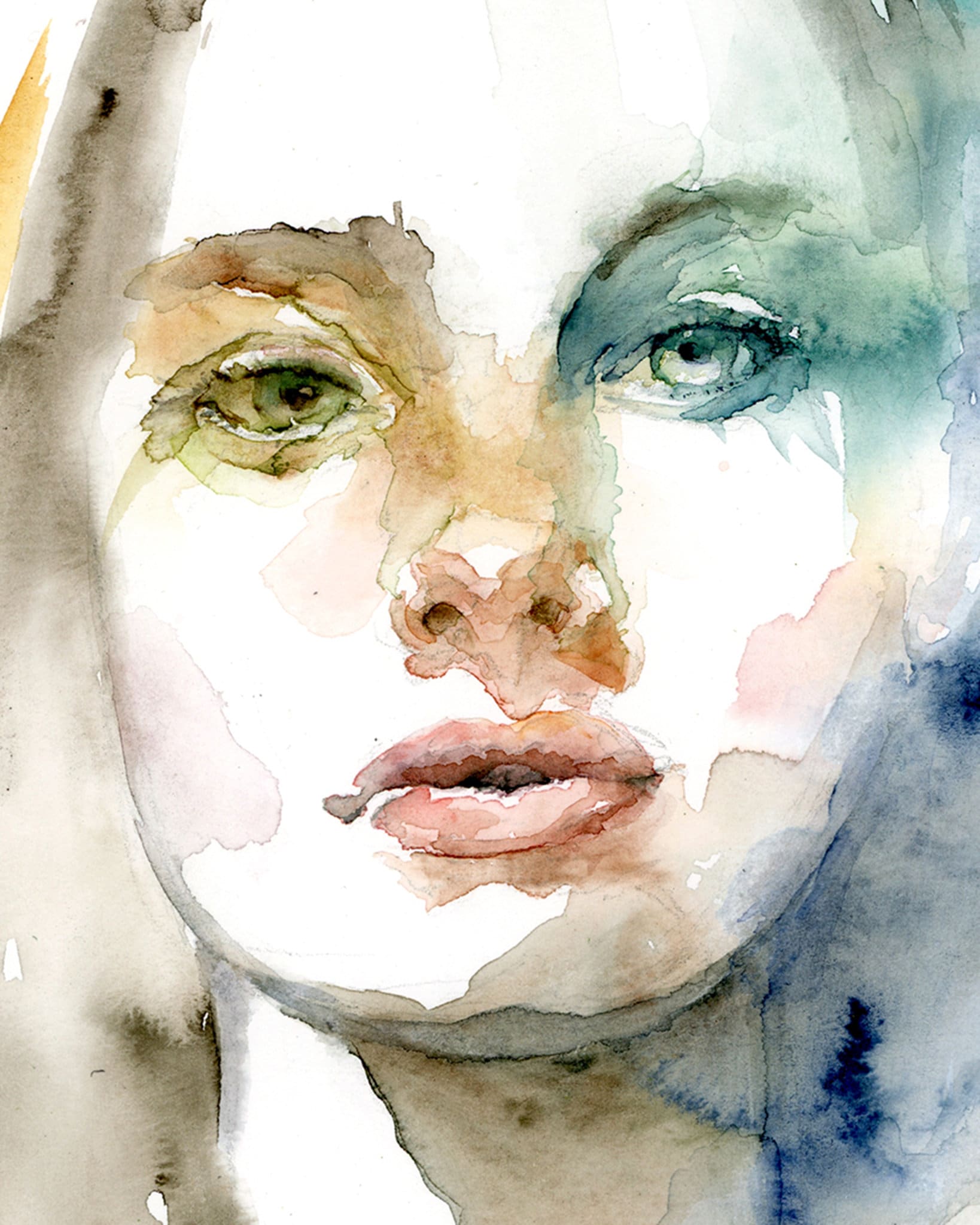 Portrait Art Feminine Wall Art Woman Portrait Watercolor - Etsy