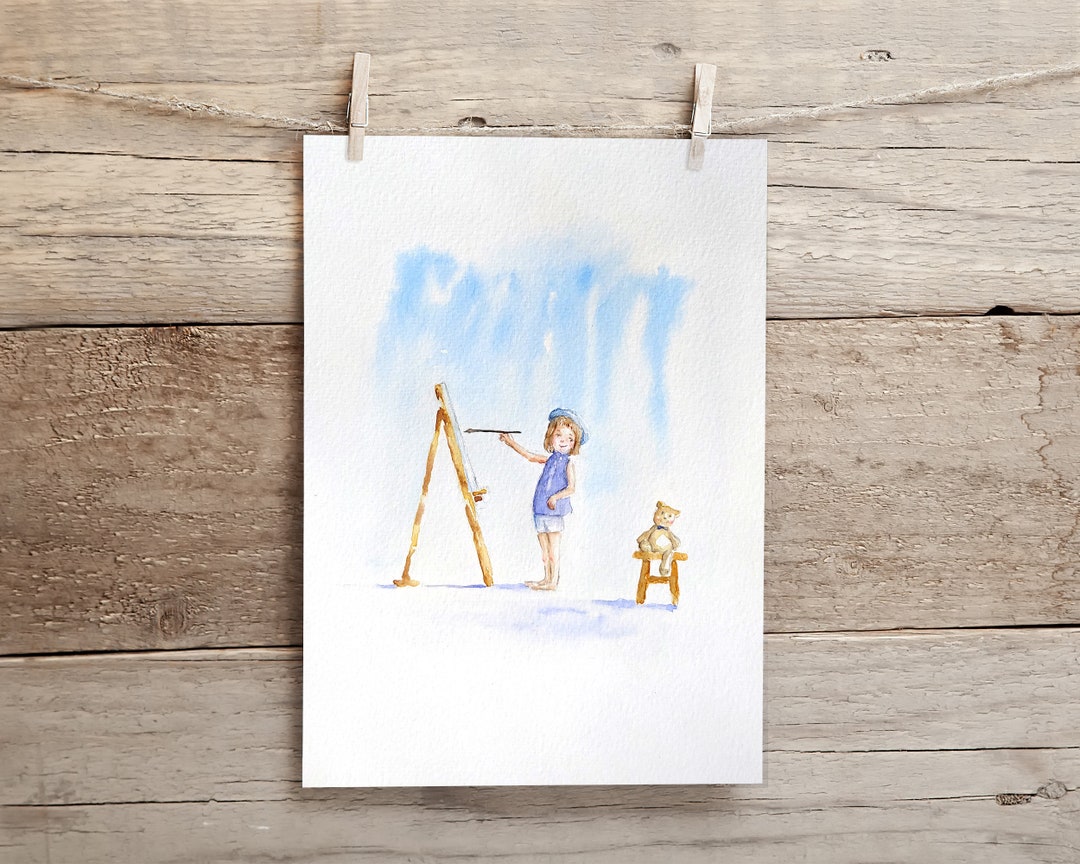 Watercolor Kids Print, Nursery Wall Art, Custom Kids Illustration, Baby ...