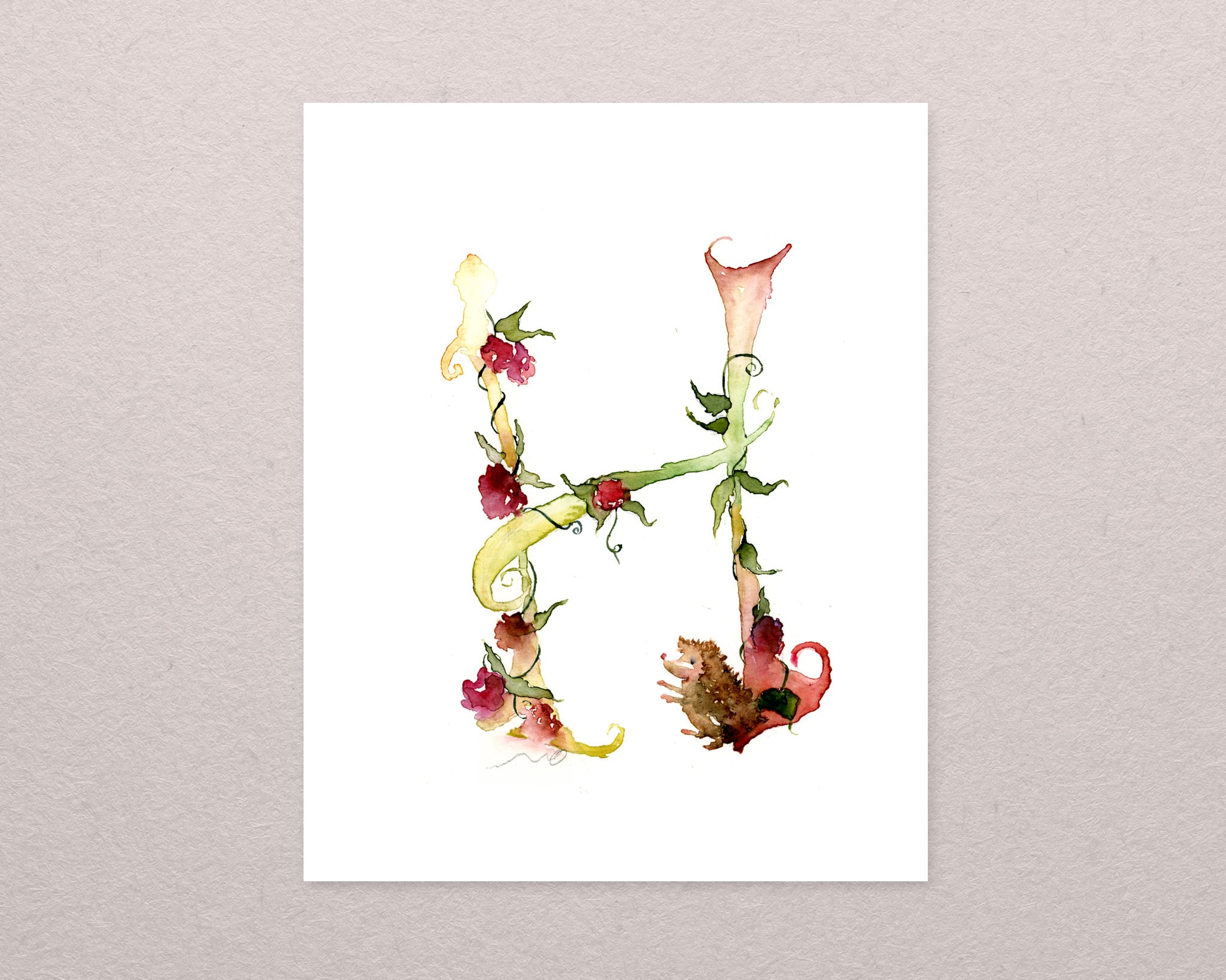 Letter Wall Art H Print Printable Initial Art | Etsy