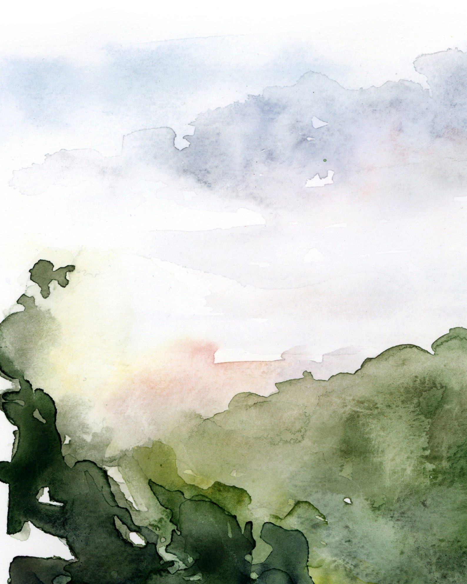 Small Abstract Art, Watercolor Print, Spring Art Print, Field Art Print ...