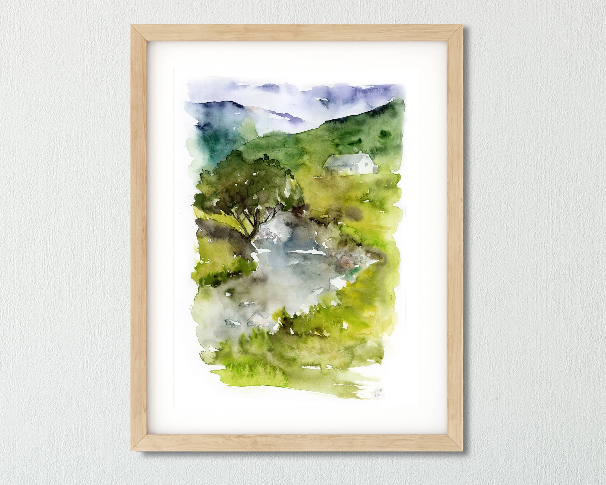 Nature Landscape Wall Decor Stream Wall Art Watercolor - Etsy