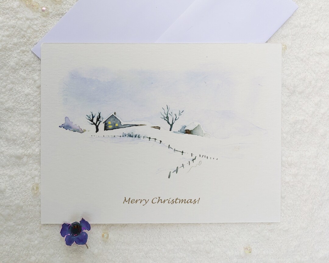 Winter Greeting Card, Printable Holiday Card, Watercolor Christmas Card ...