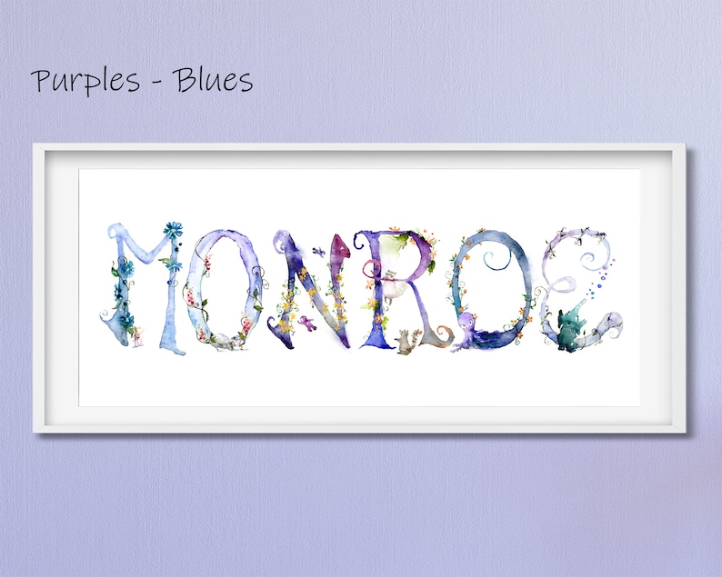 Printable Name Art, Personalized Name Print, New Baby Gift, Baby ...