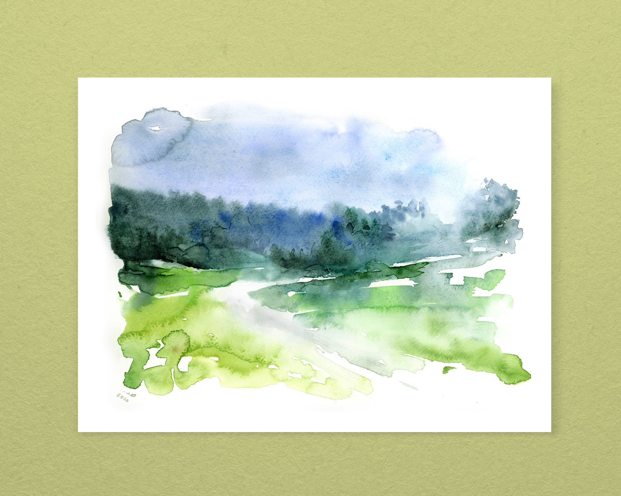 Green Abstract Landscape Painting Scotland Print Living Room | Etsy