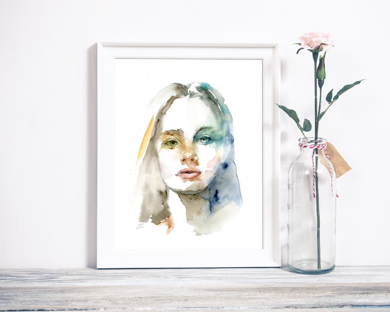 Portrait Art Feminine Wall Art Woman Portrait Watercolor | Etsy