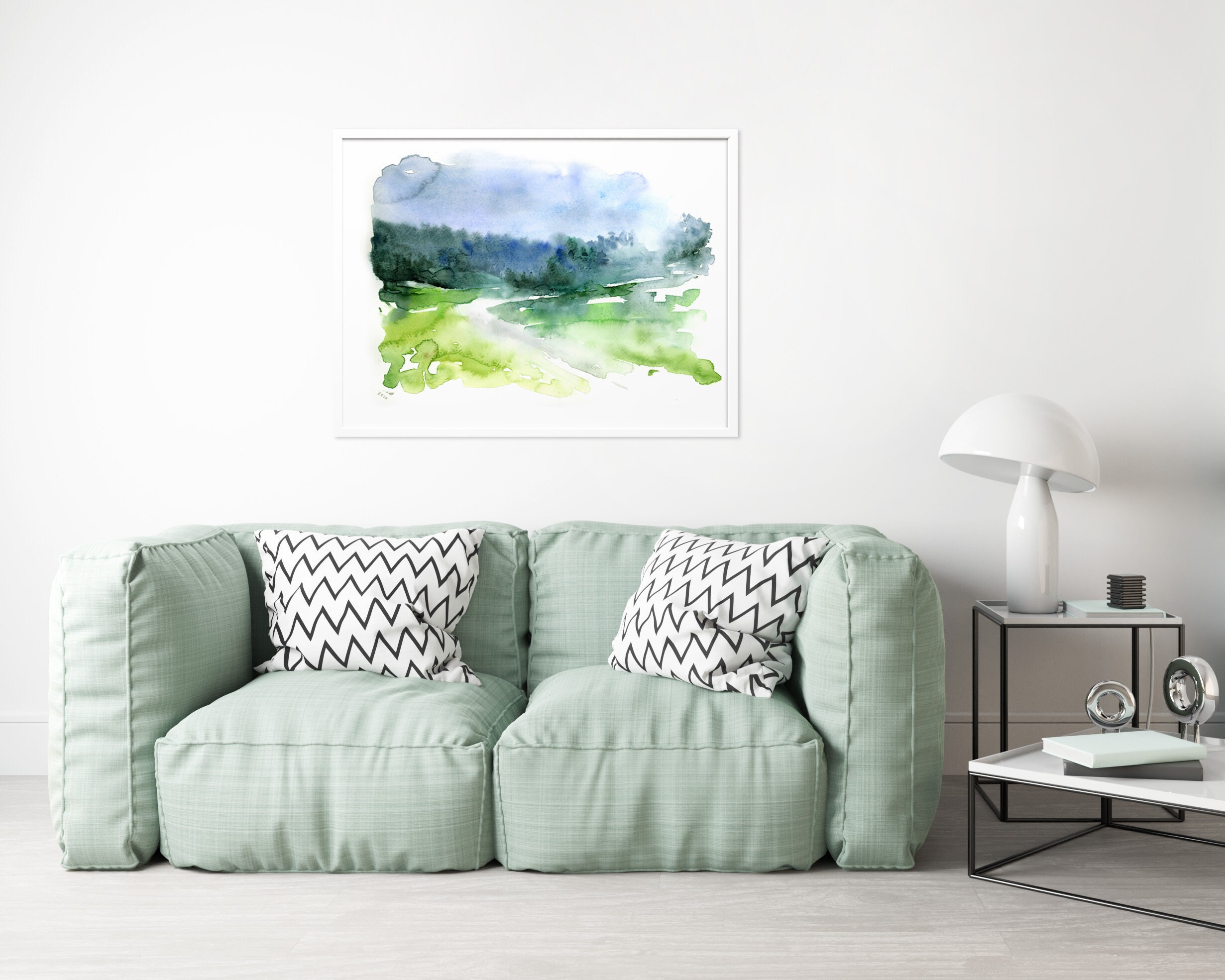 Green Abstract Landscape Painting Scotland Print Living Room | Etsy