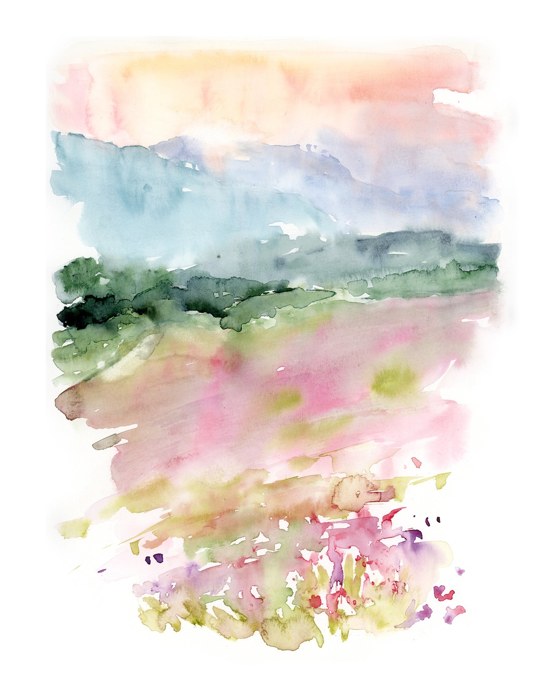 Abstract Watercolor Print Set, Large Print Set, Landscape Watercolor ...