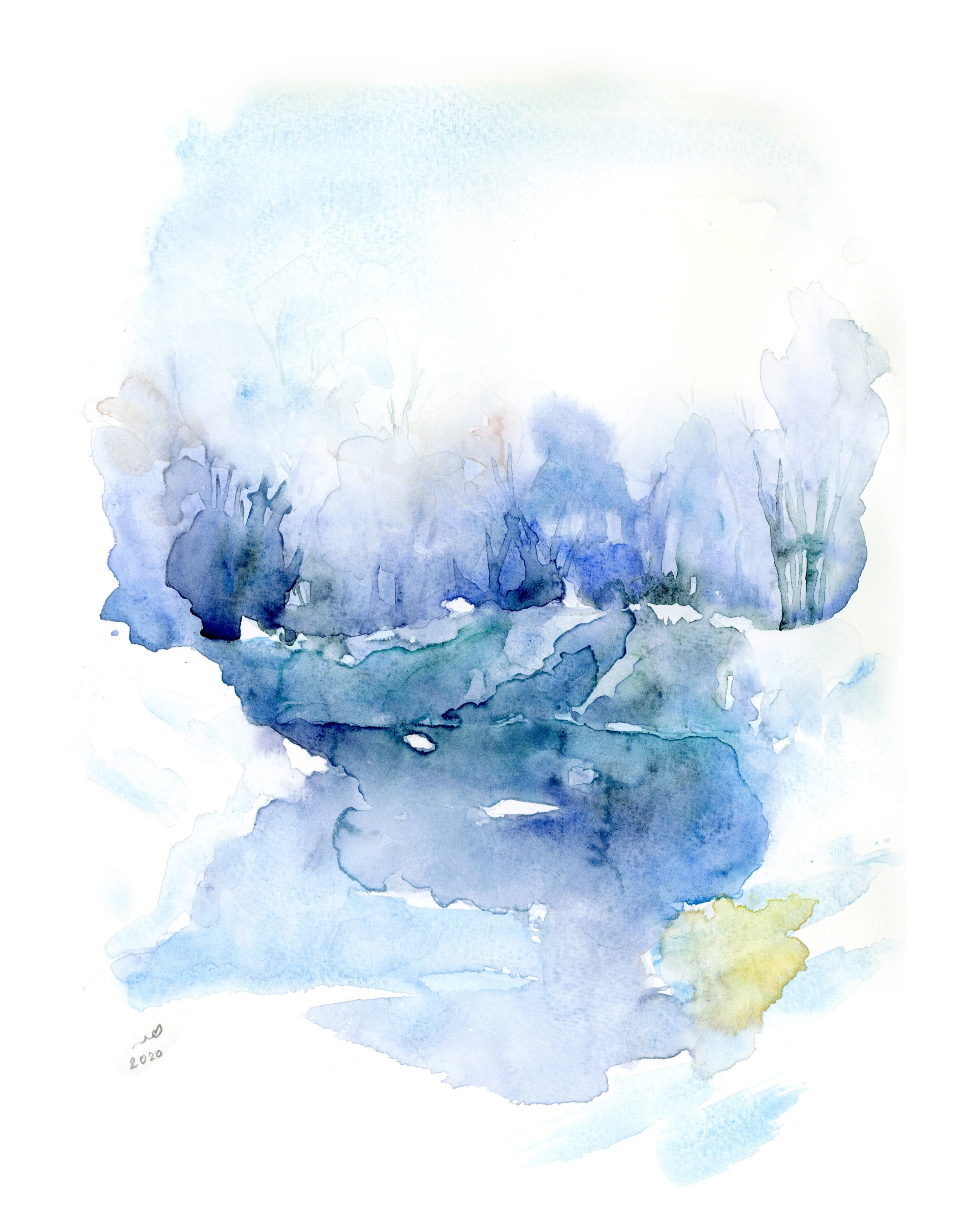 Winter Landscape Painting Blue Landscape Print Original - Etsy