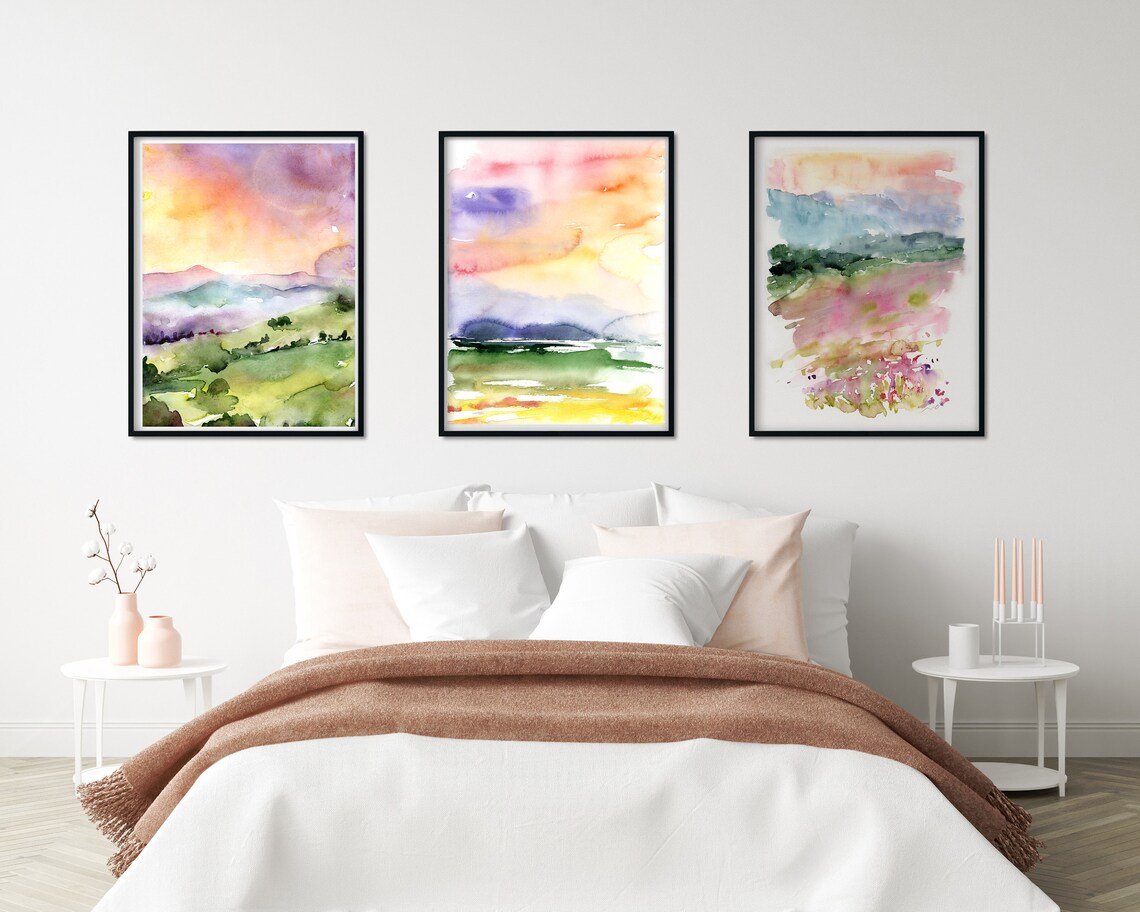 Abstract Watercolor Print Set Large Print Set Landscape - Etsy
