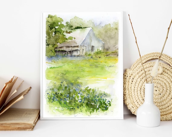 Green Watercolor Art Watercolor Landscape Art Print Small - Etsy Green Watercolor Art Watercolor Landscape Art Print Small - Etsy