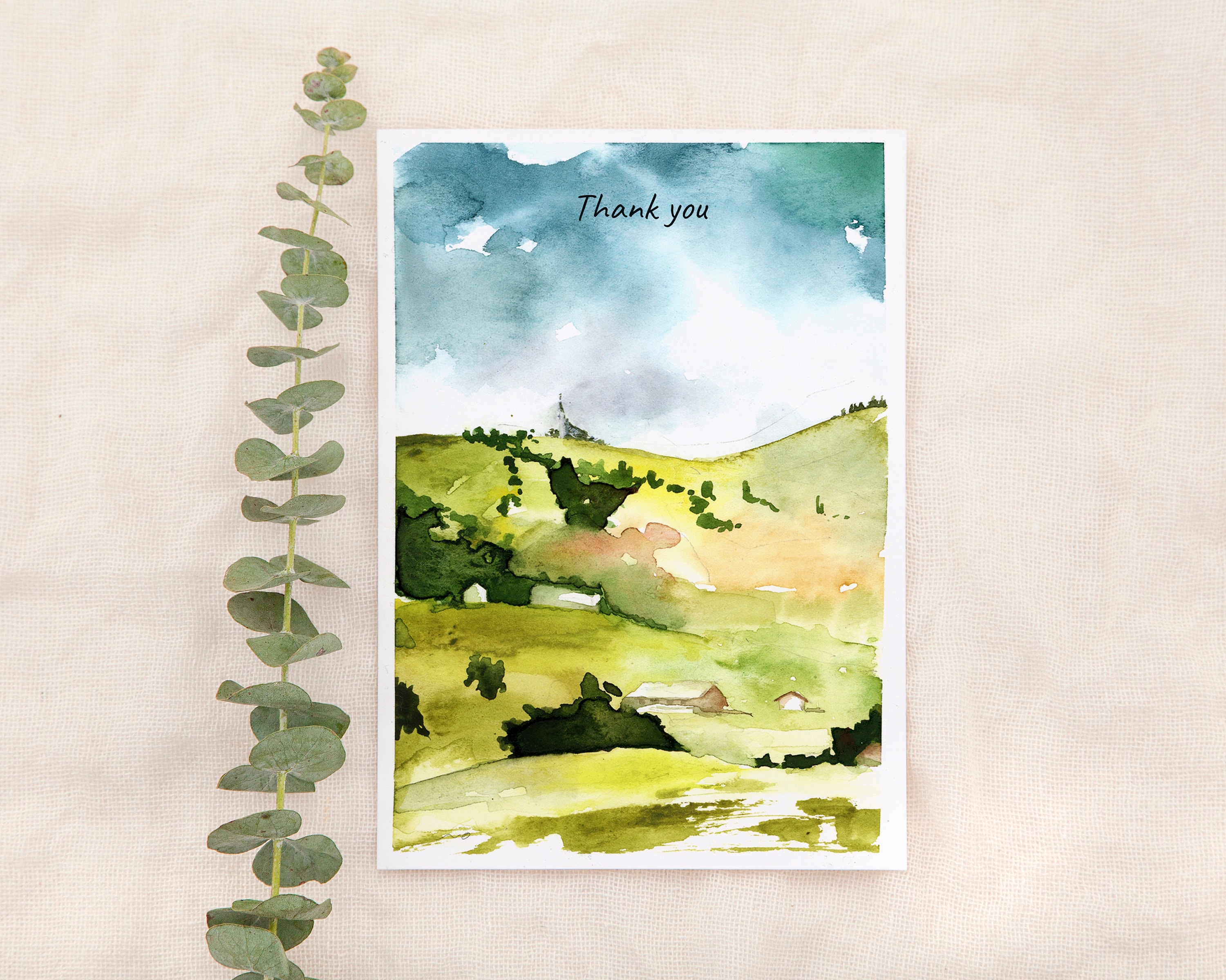 Printable Thank You Card Landscape Greeting Card Watercolor - Etsy UK
