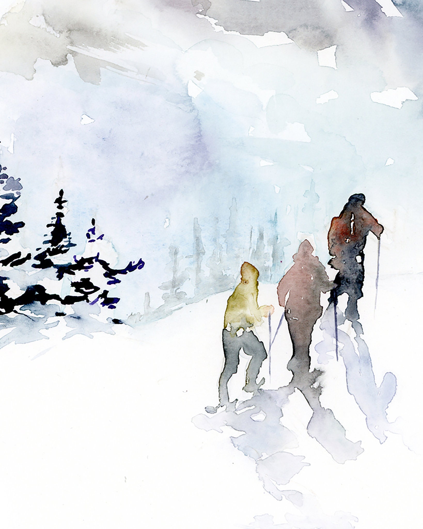 Watercolor Art Snow Print Nature Art Abstract Wall Art | Etsy