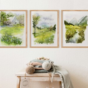 Landscape Painting Set, Countryside Art Prints, Living Room Art Set ...