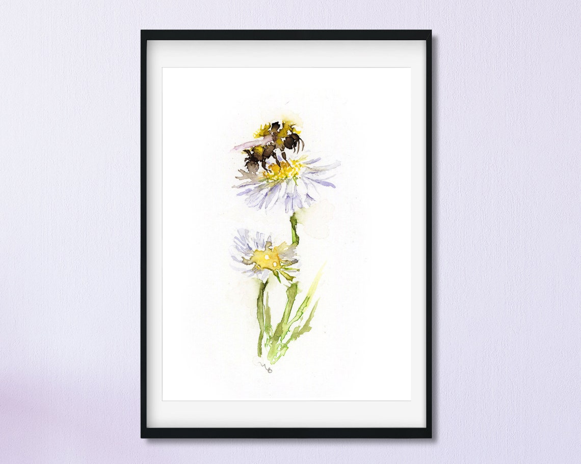 Abstract Flower Paintings Daisies Wall Art Watercolor Flower | Etsy