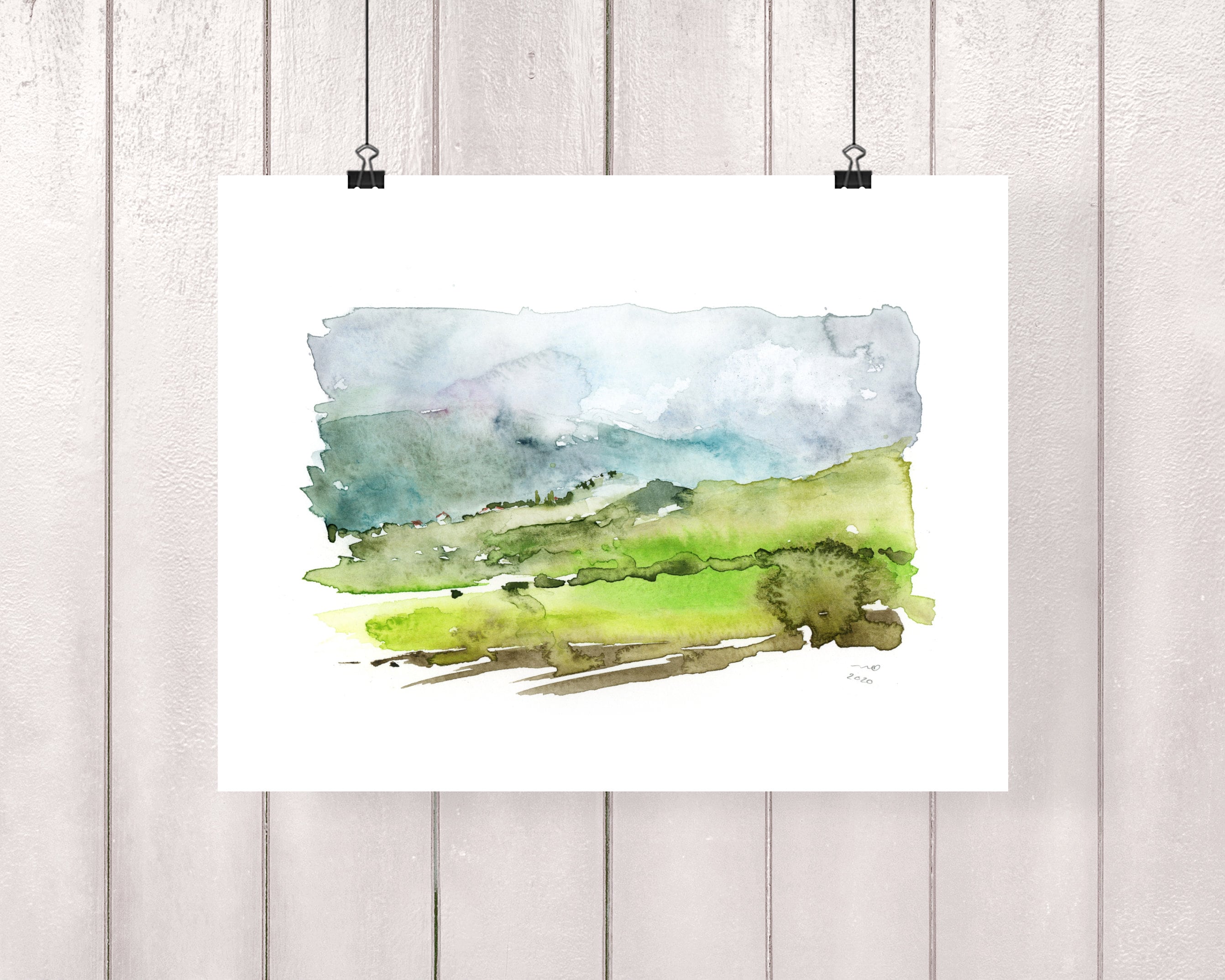 Landscape Print Set of 3 Piece, Green Landscape Paintings, Wall Gallery ...