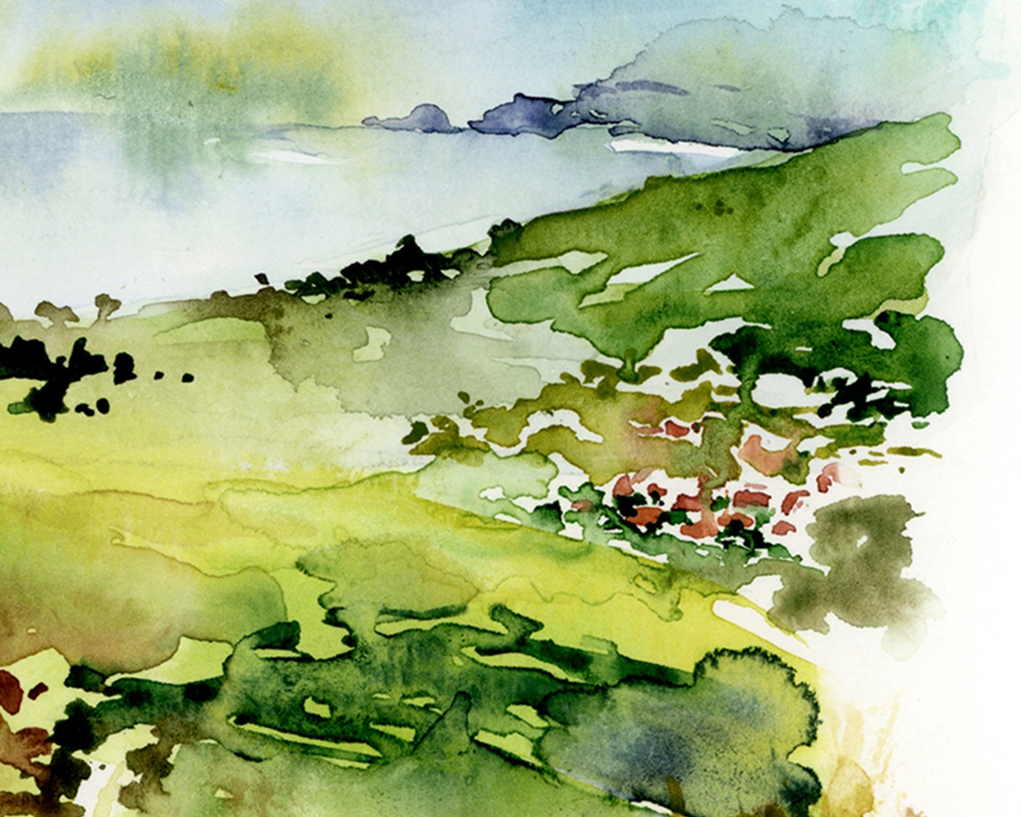 Large Abstract Wall Art Watercolor Art Print Nature Art | Etsy