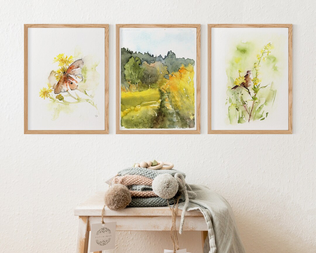Landscape Painting Set, Countryside Art Prints, Living Room Art Set ...