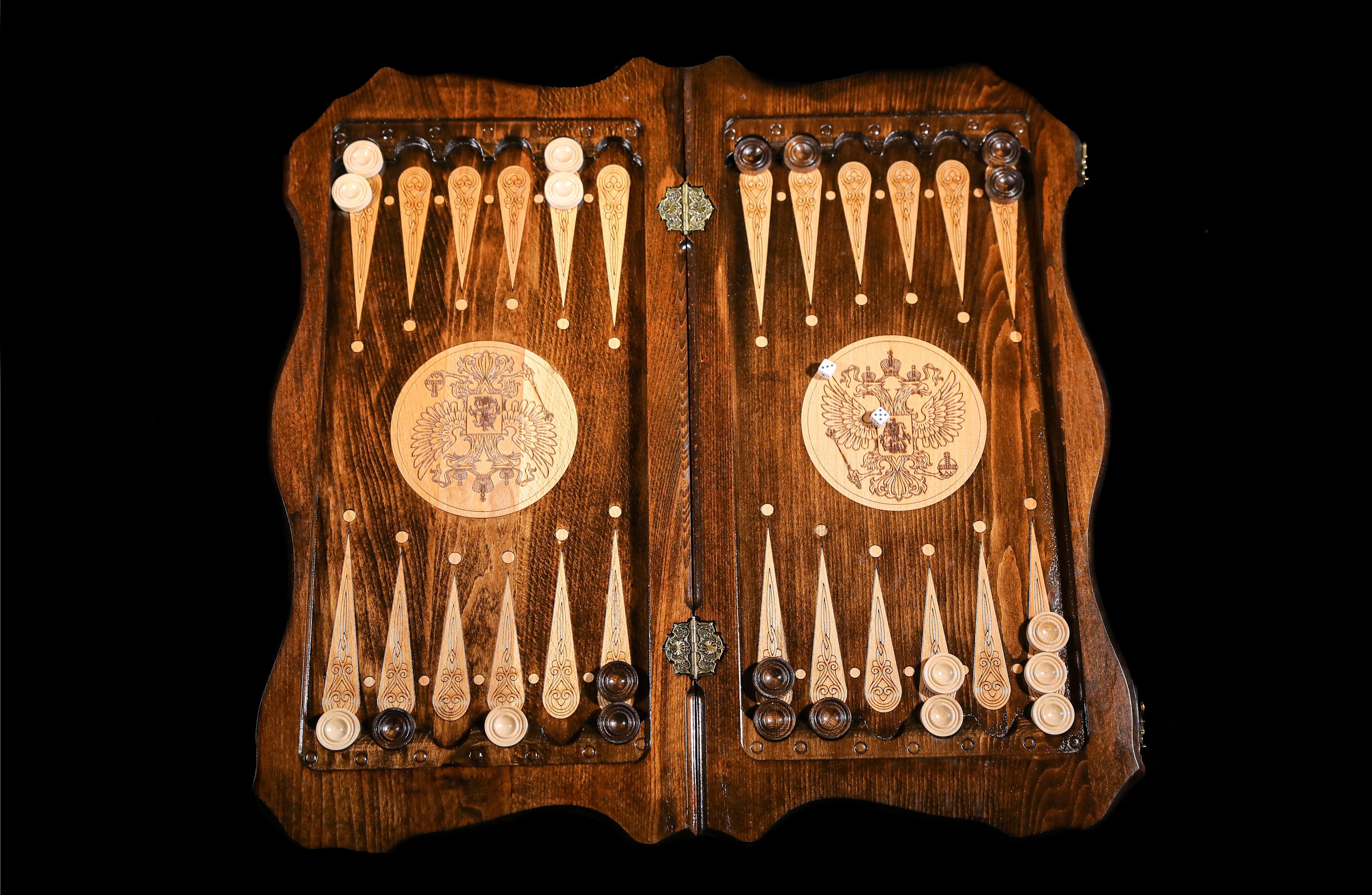 Russian Backgammon Lion and Eagle in the Center Russian Knight - Etsy