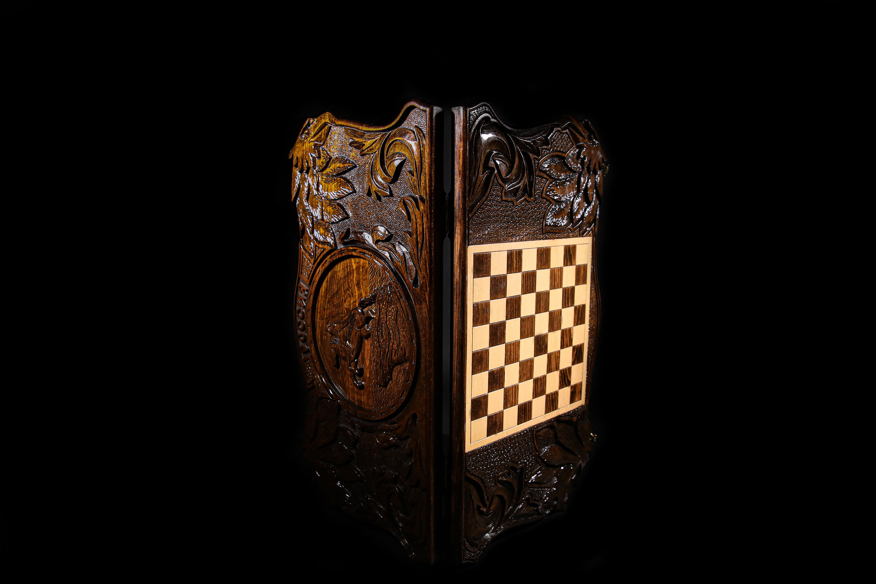 Russian Backgammon Lion and Eagle in the Center Russian Knight - Etsy