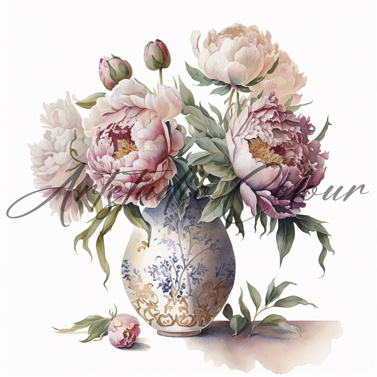 Vase of Piones Clipart, 10 High Quality Jpgs, Digital Download ...