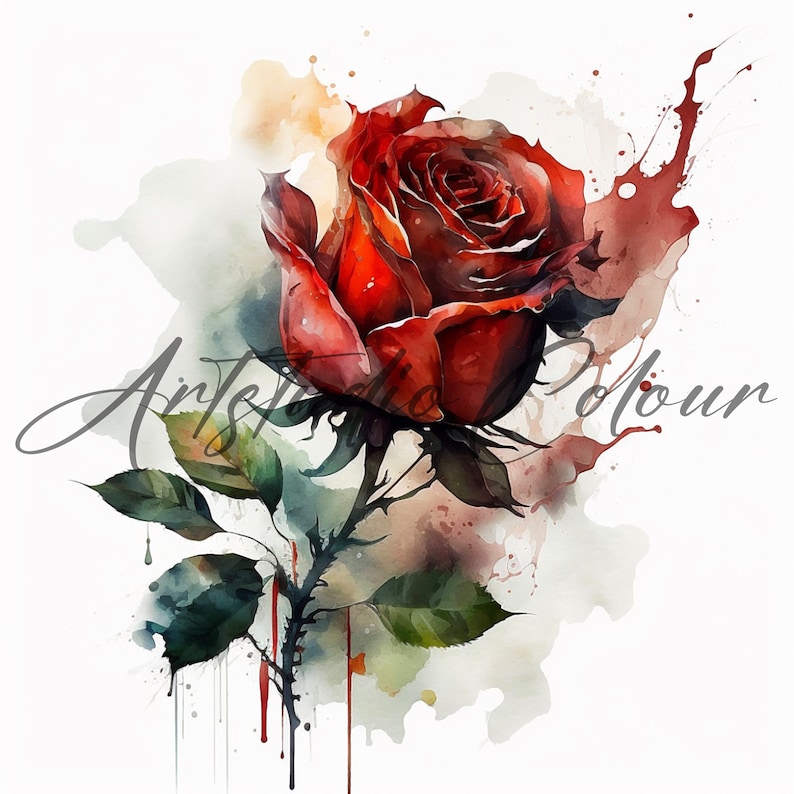 Red Rose Clipart, 10 High Quality Jpgs, Digital Download, Watercolor ...
