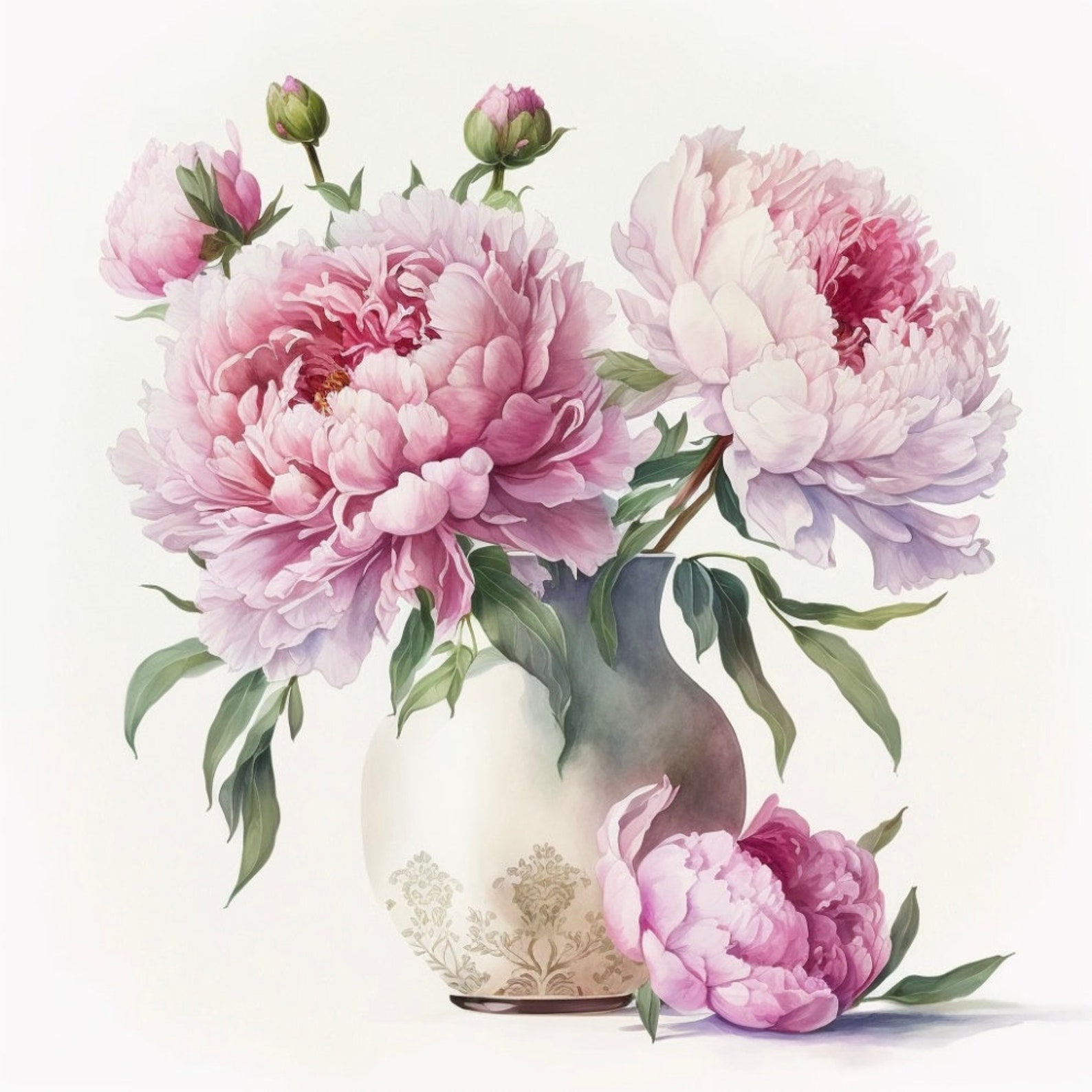 Vase of Piones Clipart, 10 High Quality Jpgs, Digital Download ...