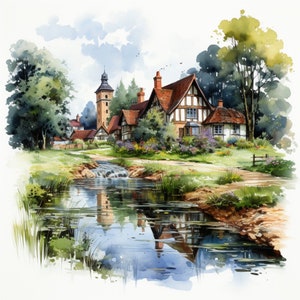 English Village Clipart, 10 High Quality Jpgs, Digital Download ...